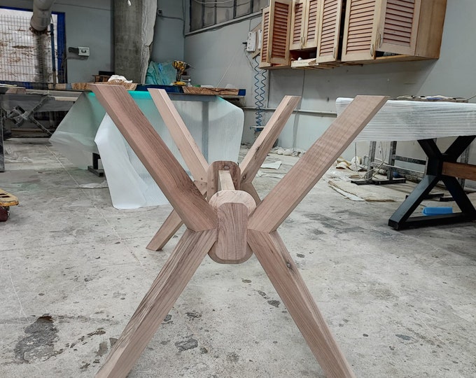 Rustic Walnut Table Legs, Wooden Table Legs, Modern Table Base, Dining ...