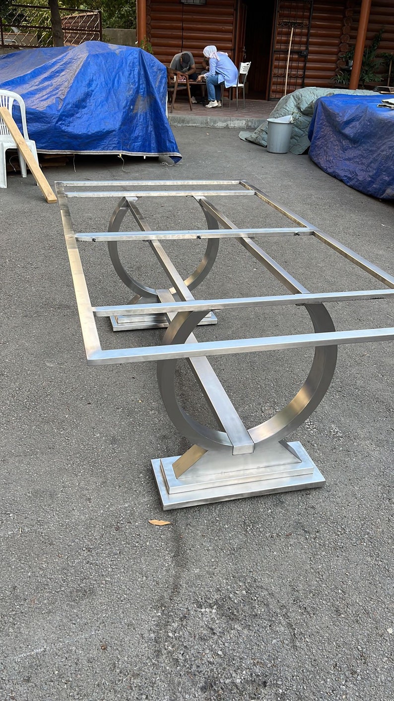 U Shape Brushed Chrome Table Base, Table Legs, Metal Brushed Table Legs ...