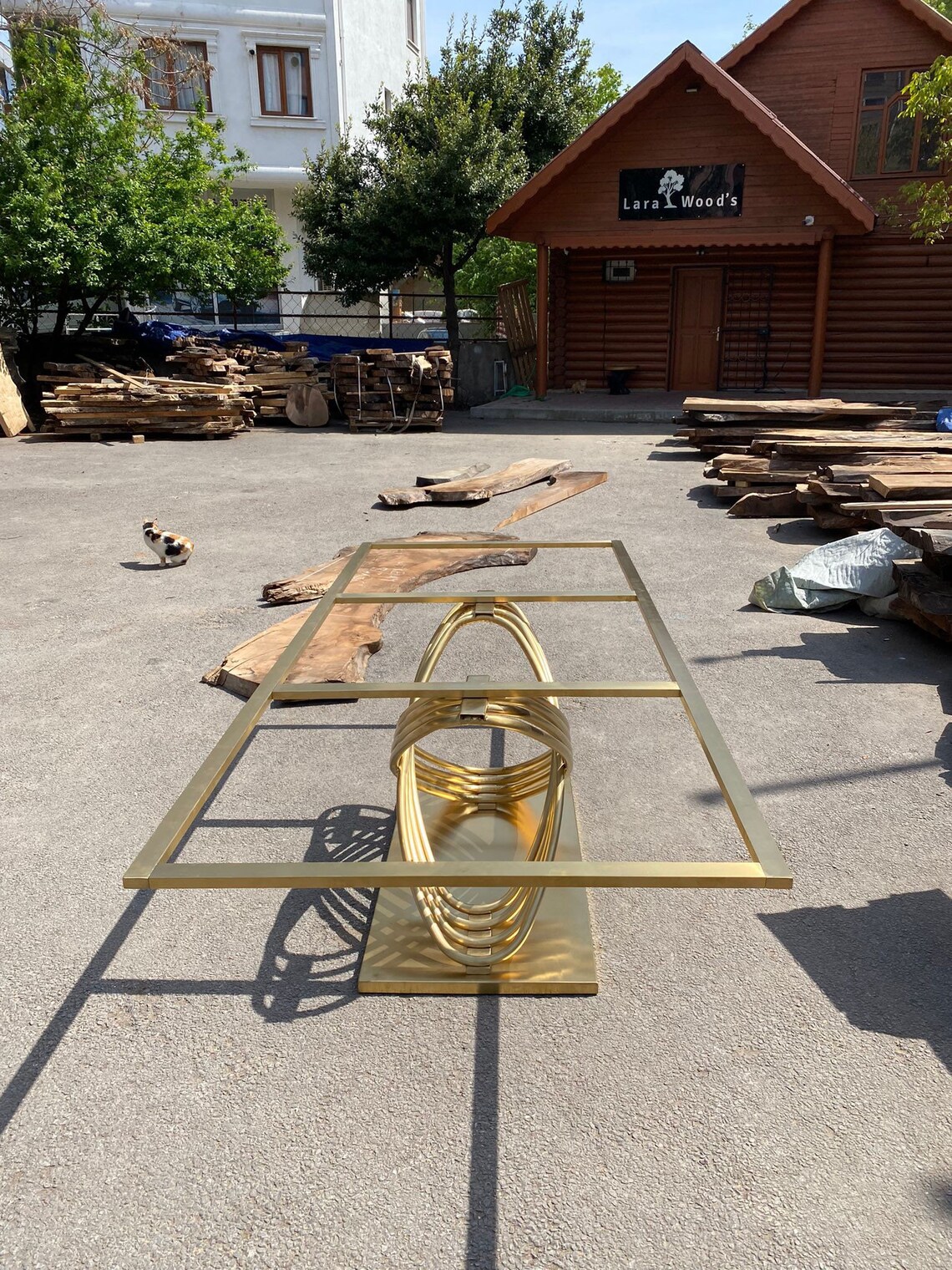 Matte Gold Table Legs, Stainless Steel Pedestal Matte Gold Table Base ...