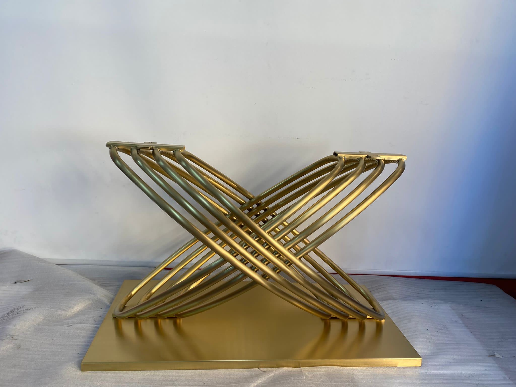 Matte Gold Table Legs, Stainless Steel Pedestal Matte Gold Table Base ...