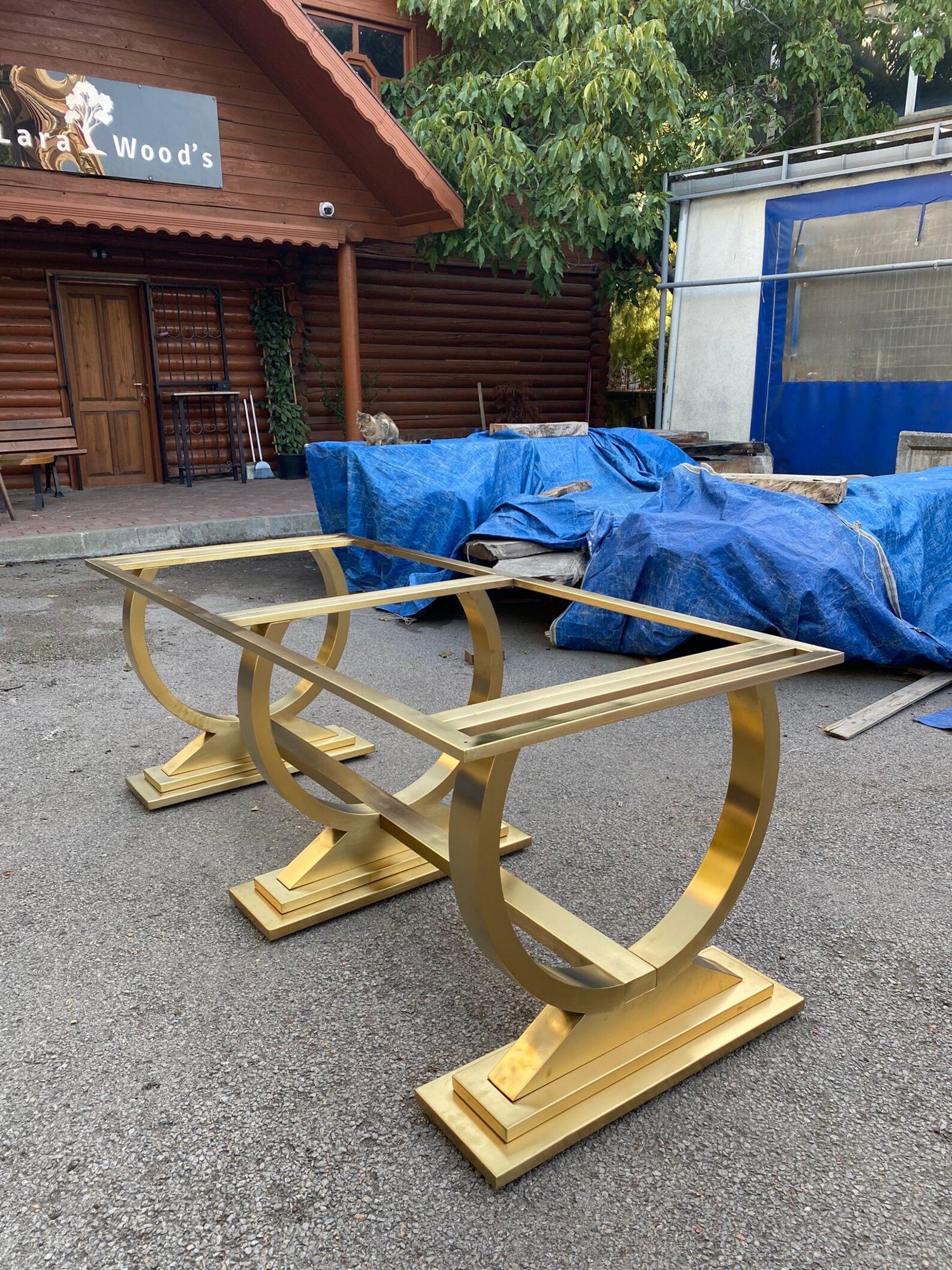 Stainless Steel Matte Brass Gold T Shape Steel Table Legs, Metal Table ...