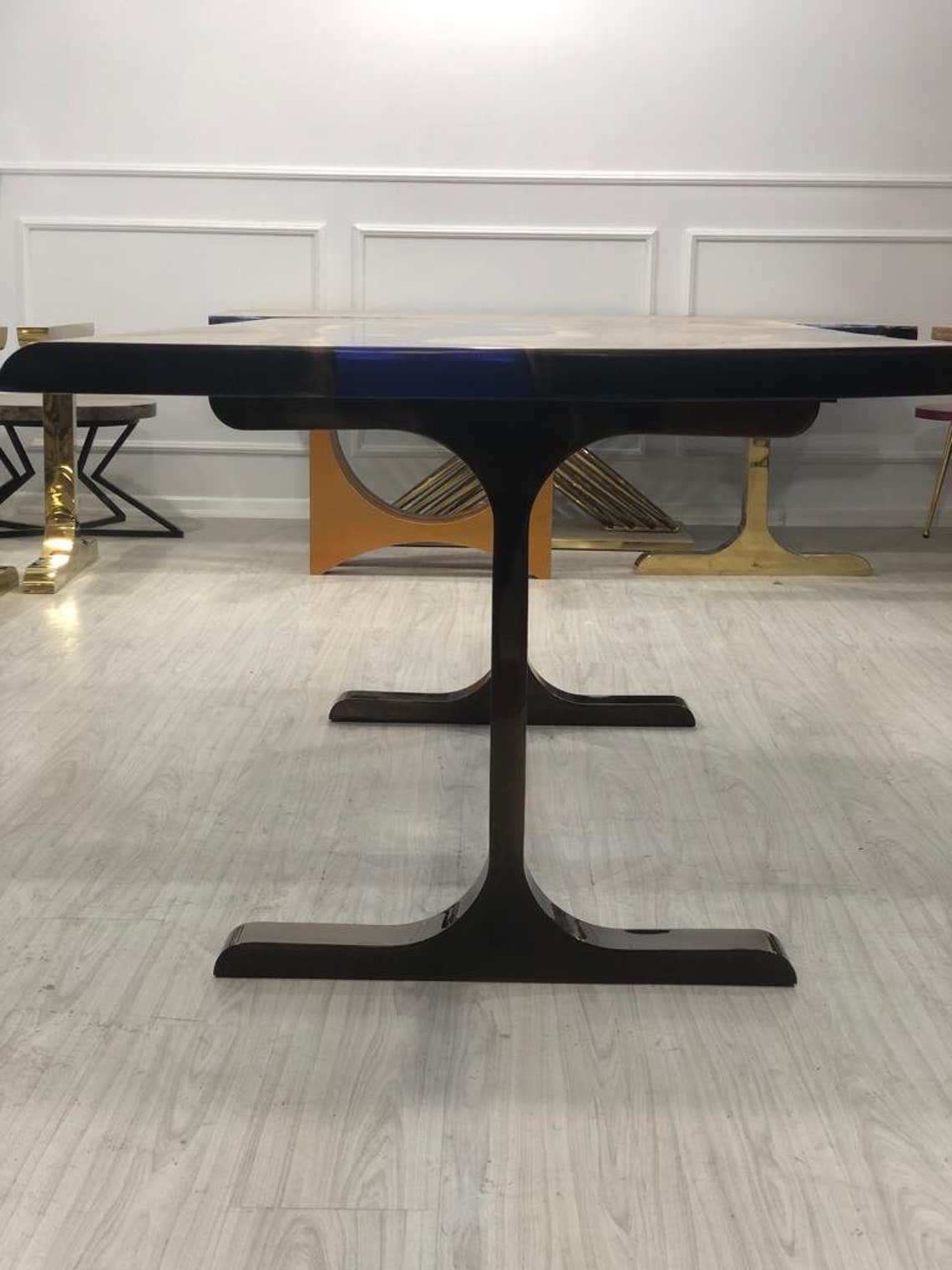 READY TO SHIP Bronze T Shape Steel Table Legs, Shiny Metal Table Legs ...