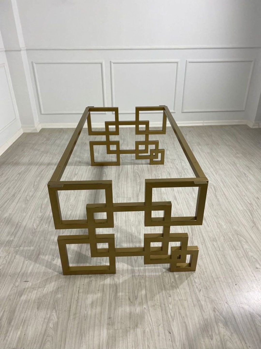 Custom Laser CNC Machine Cut Matte Gold Table Legs, Metal Geo Design ...