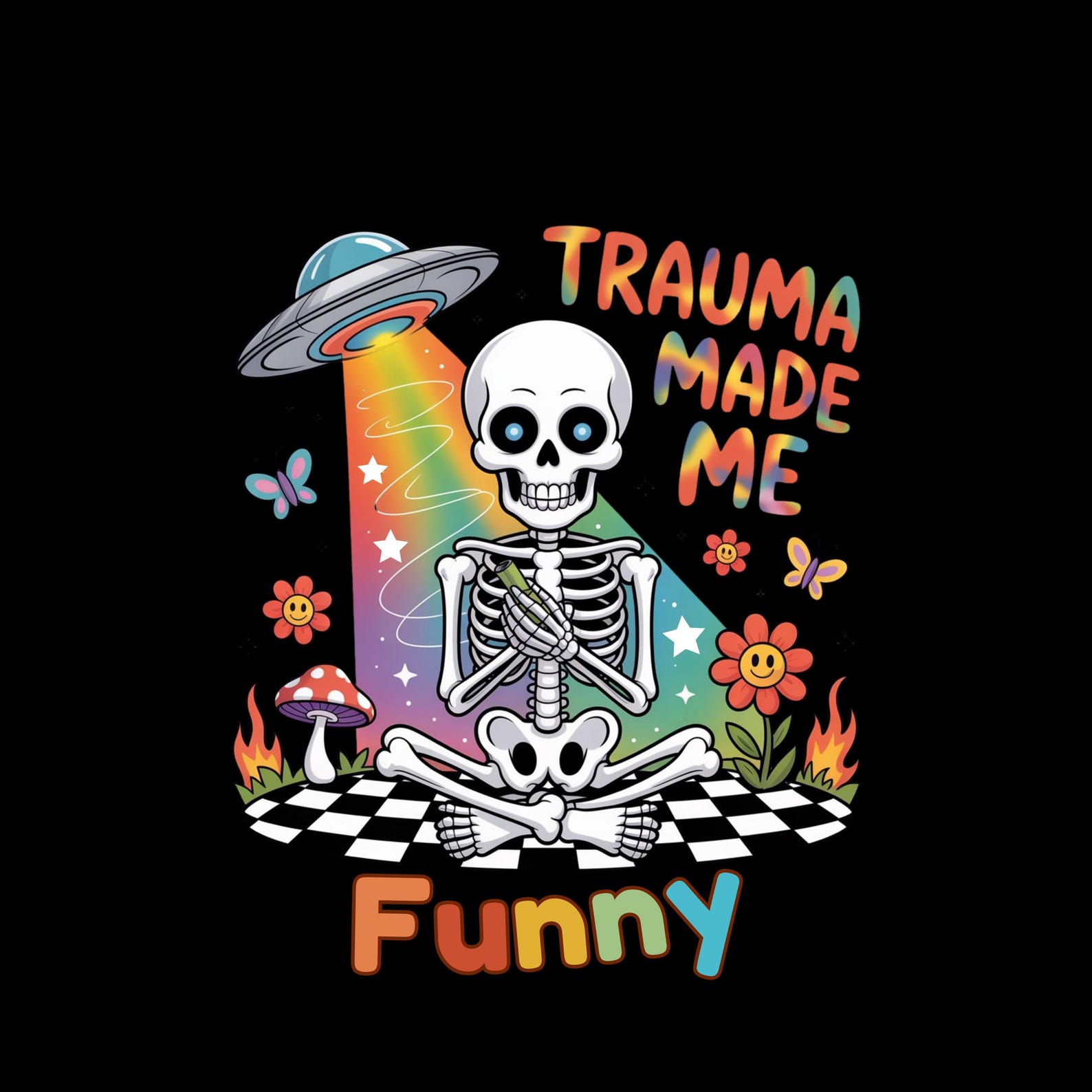 Funny Skeleton PNG: Trauma Made Me Funny, Sarcastic T-shirt Design ...