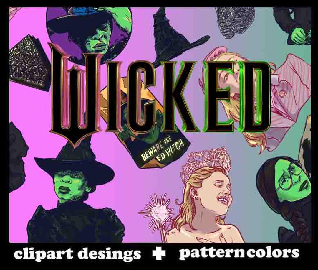 Wicked Clipart, Glinda PNG, Elphaba, Wicked Movie Art, Hand Drawn ...