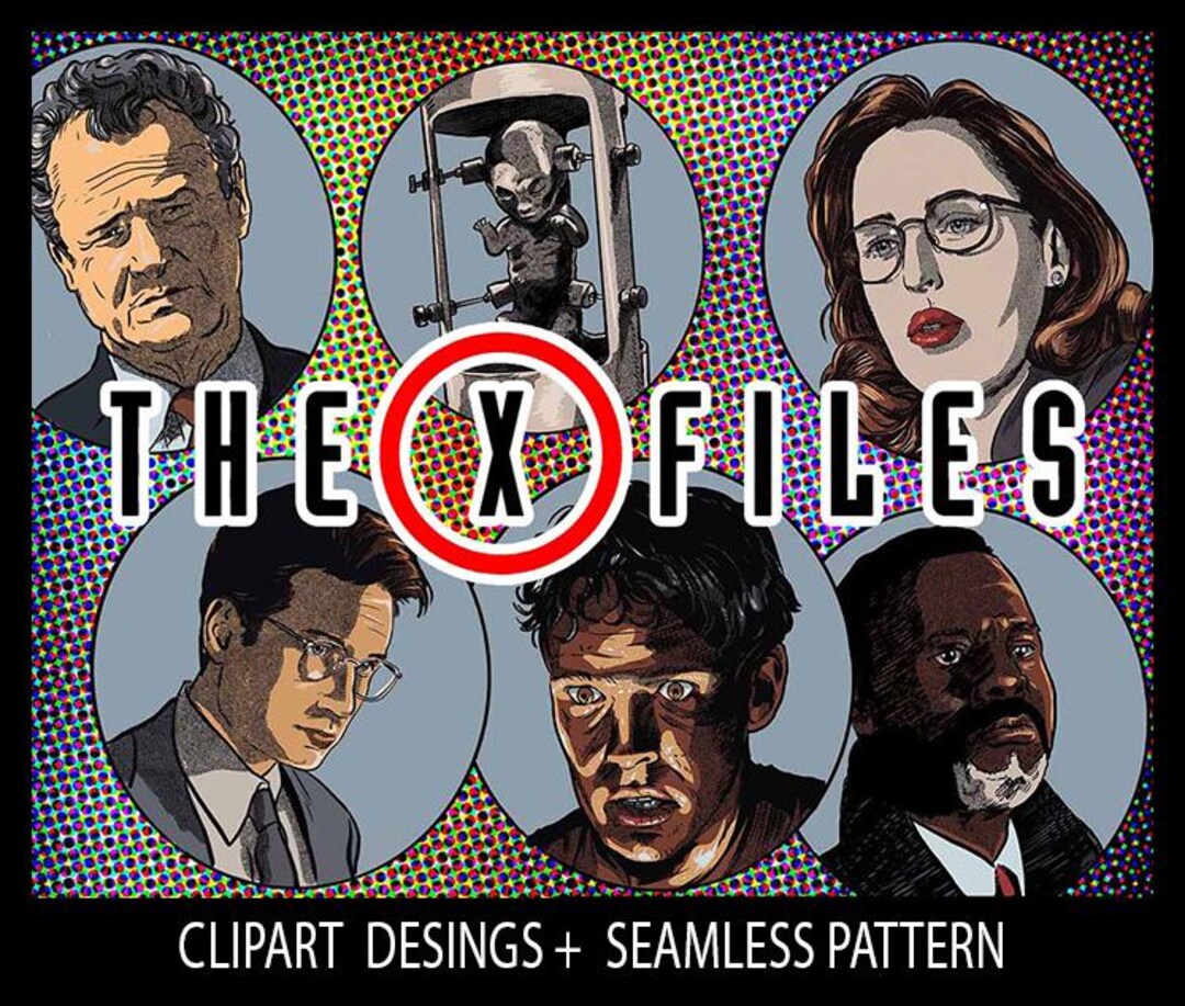 X Files Ufo FBI Set 2 Clipart Png Designs and Seamless Pattern for ...