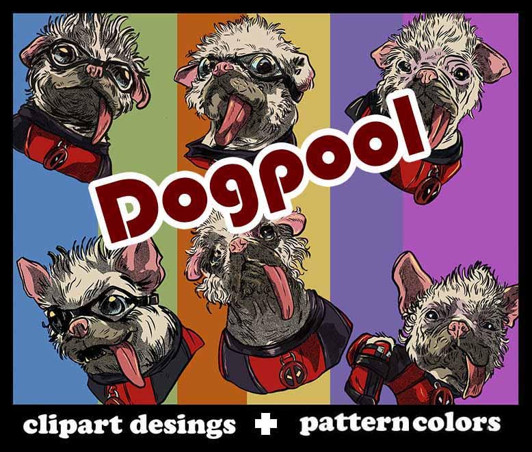 Deadpool Wolverine Dogpool PNG Clipart and Seamless Pattern for Fabric ...