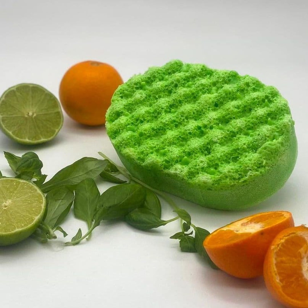 Lime, Basil & Mandarin Soap Filled Sponge Exfoliating Shower Sponges ...