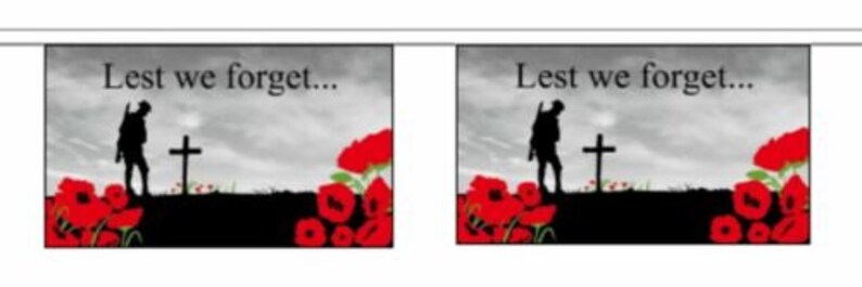 Lest We Forget Poppy Remembrance Armistice Polyester Flags Bunting ...