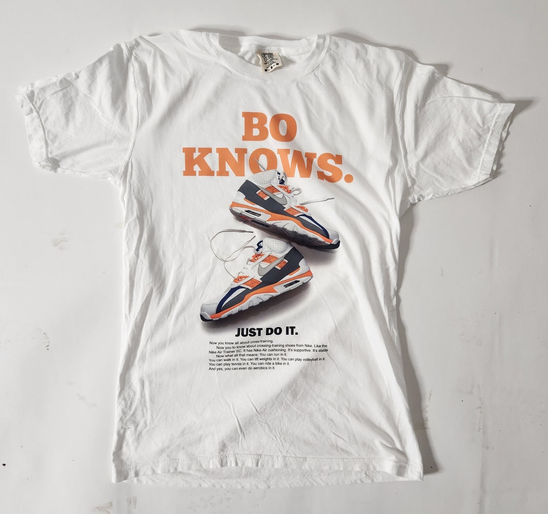 Vintage Bo Knows Graphic Tee_white/grey/orange 100% Cotton - Etsy