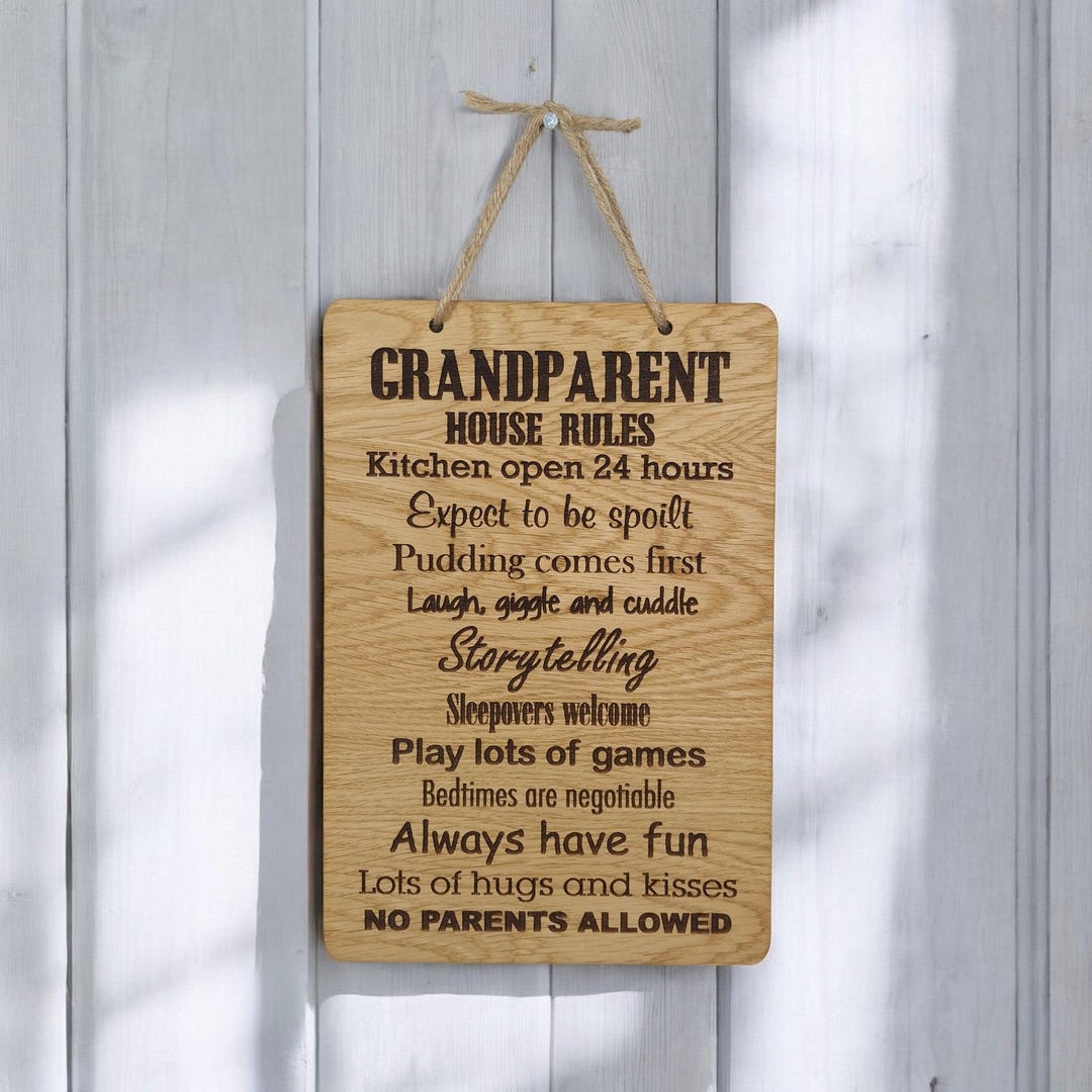 Grandparent Rules Wooden Hanging Sign Gift - Etsy