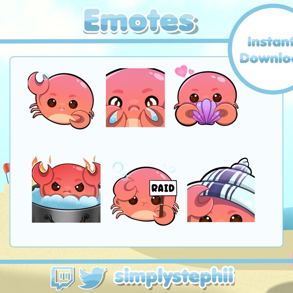 Crab Twitch Emotes - Etsy