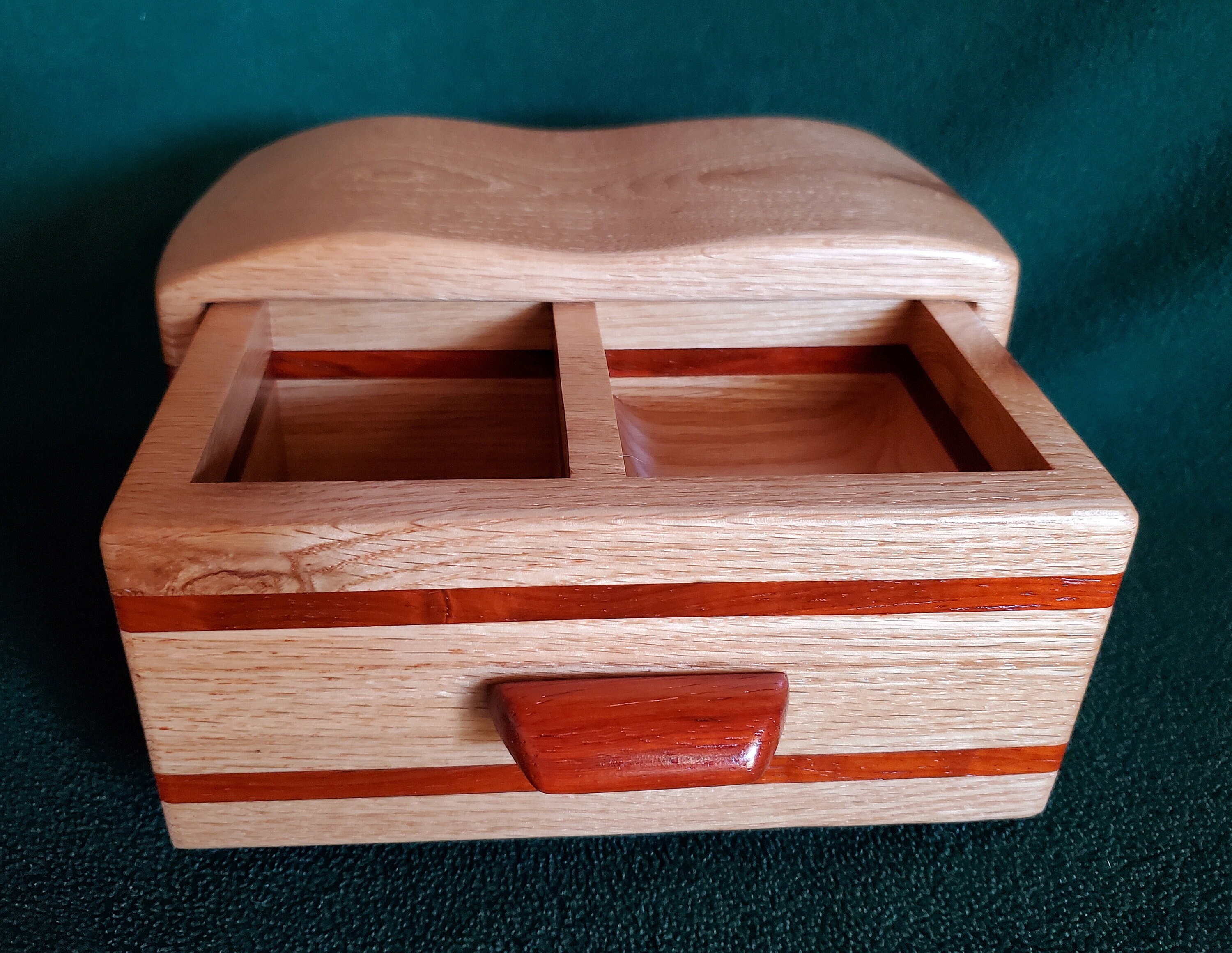 Oak and Padauk Wood Box With Drawer and Hidden Drawer | Etsy