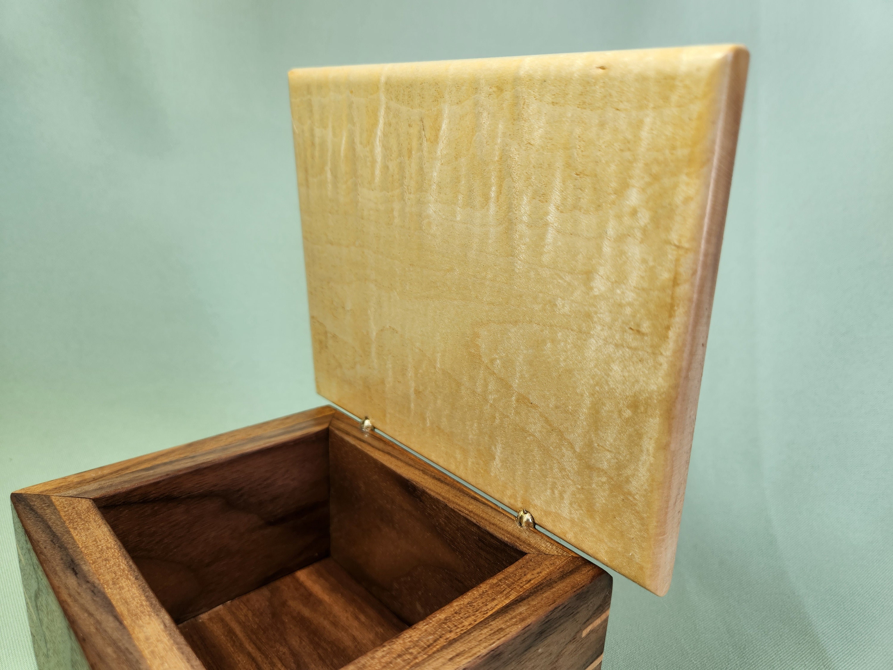 Walnut and Curley Maple Box With Maple Accents and Hinged Lid - Etsy
