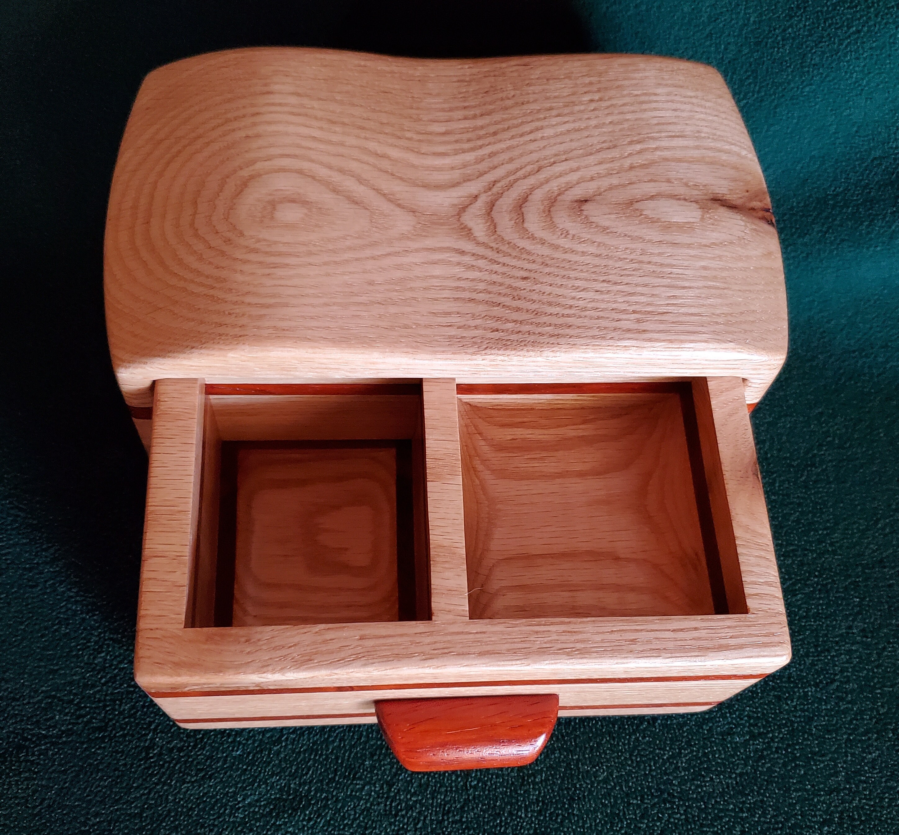 Oak and Padauk Wood Box With Drawer and Hidden Drawer | Etsy
