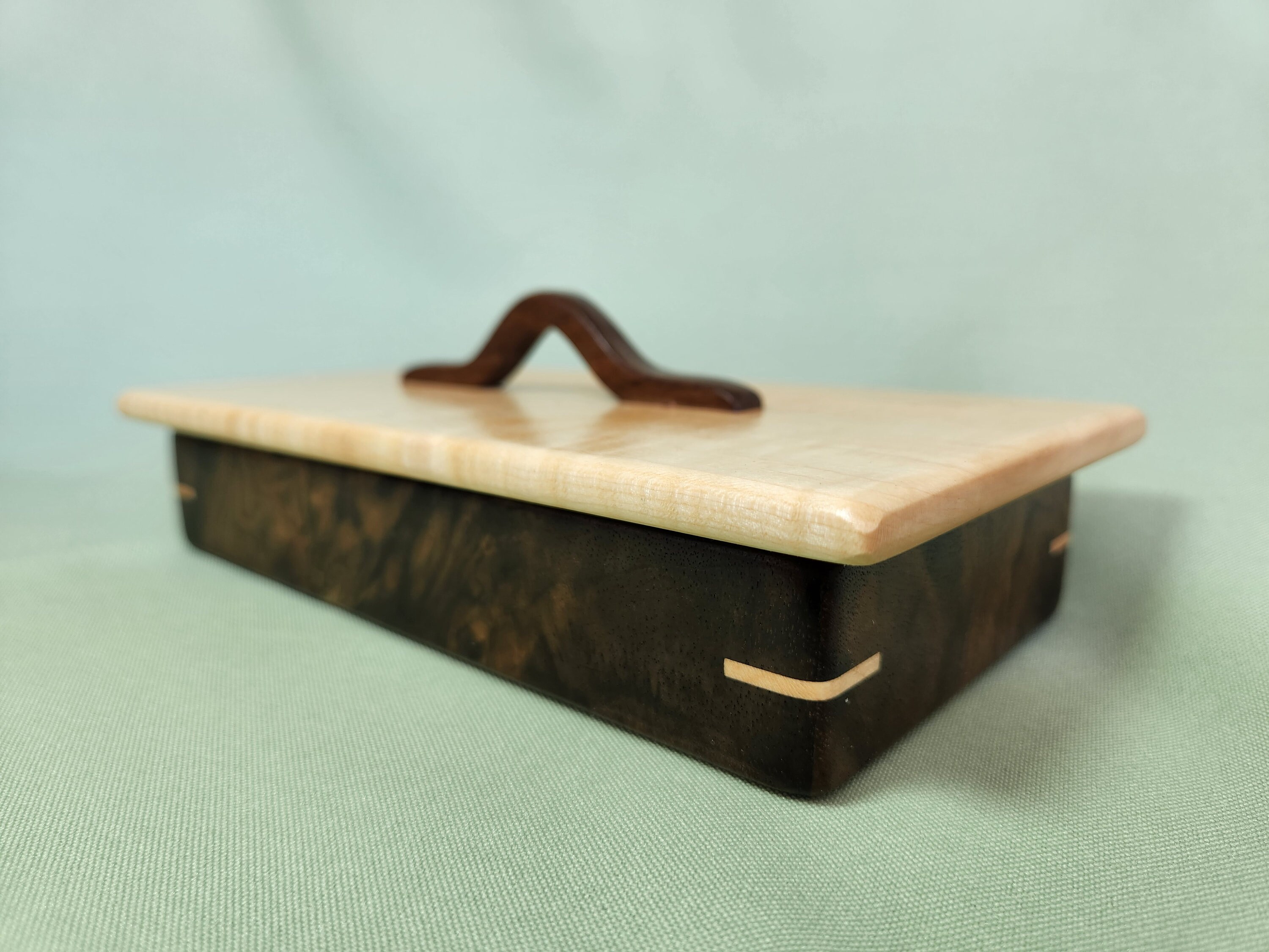 Claro Walnut and Curley Maple Box With Maple Accents and Removable Lid ...