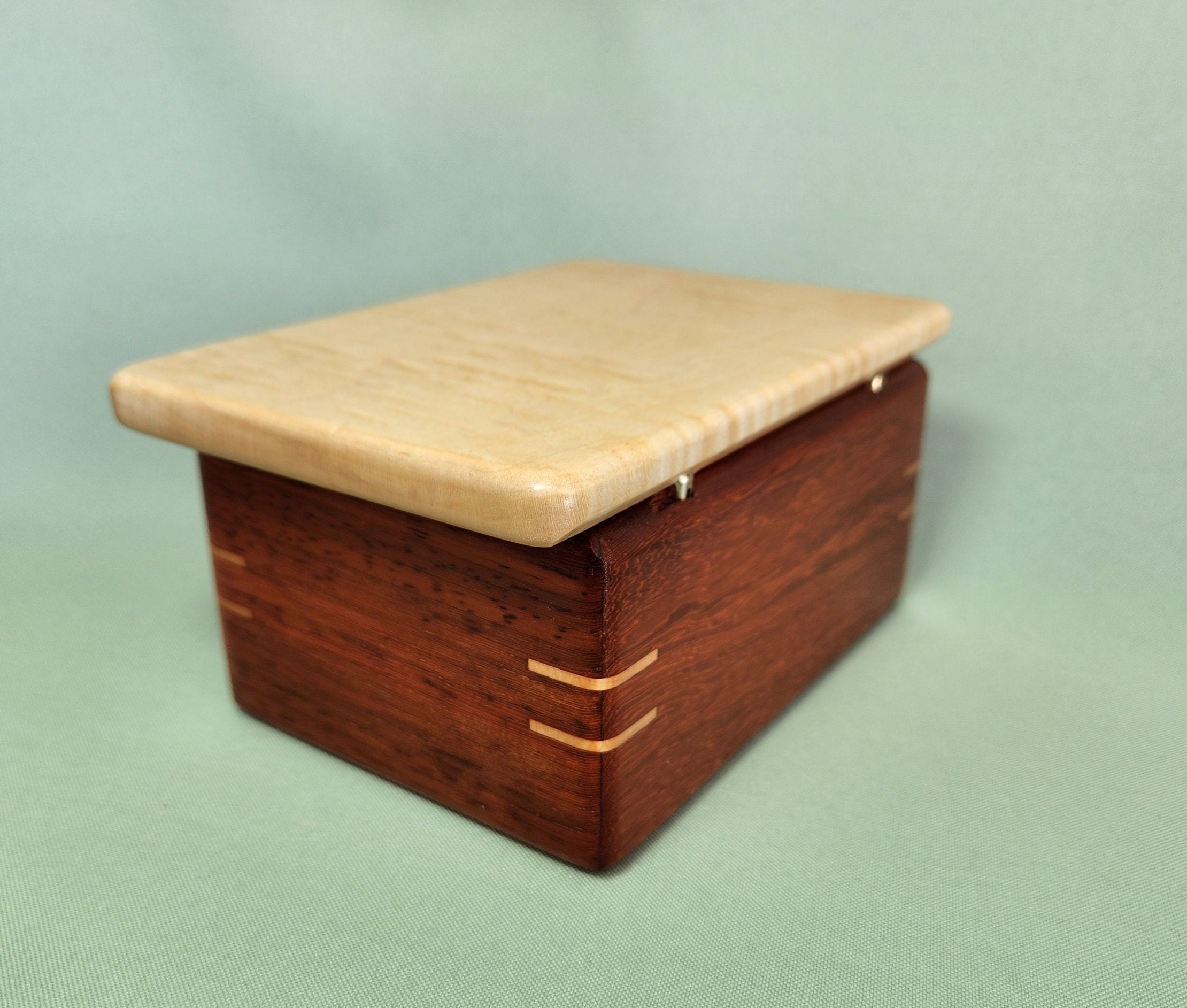 Curley Maple and Padauk Box With Maple Accents and Hinged Lid - Etsy