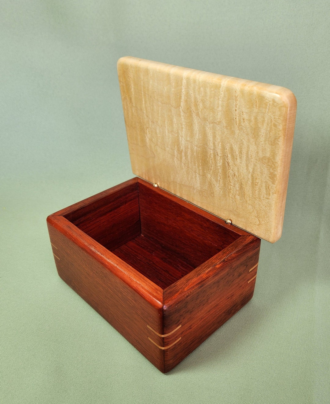 Curley Maple and Padauk Box With Maple Accents and Hinged Lid - Etsy
