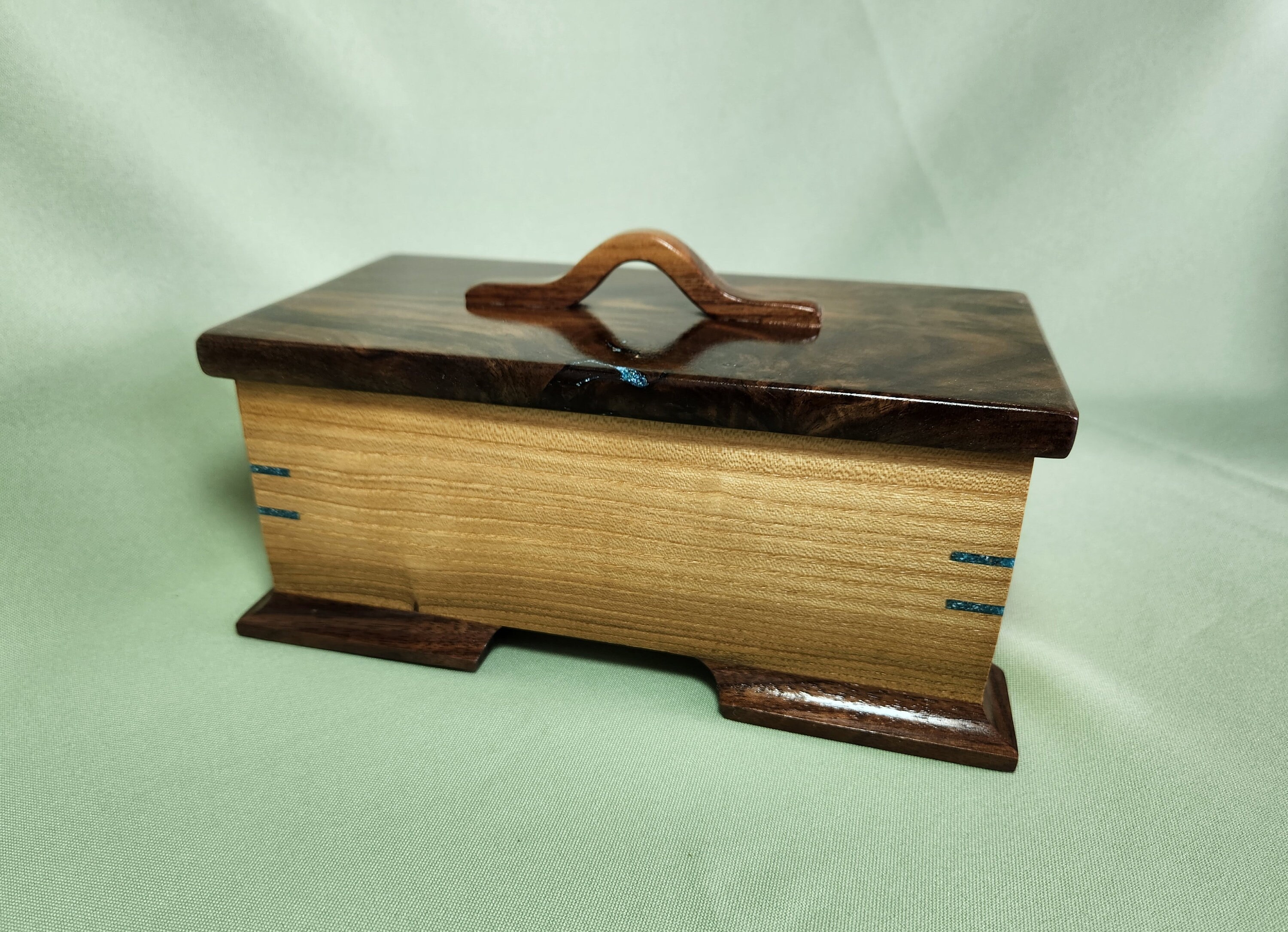Walnut With Turquoise Inlay and Myrtle Wood With Sliding Tray Box and ...