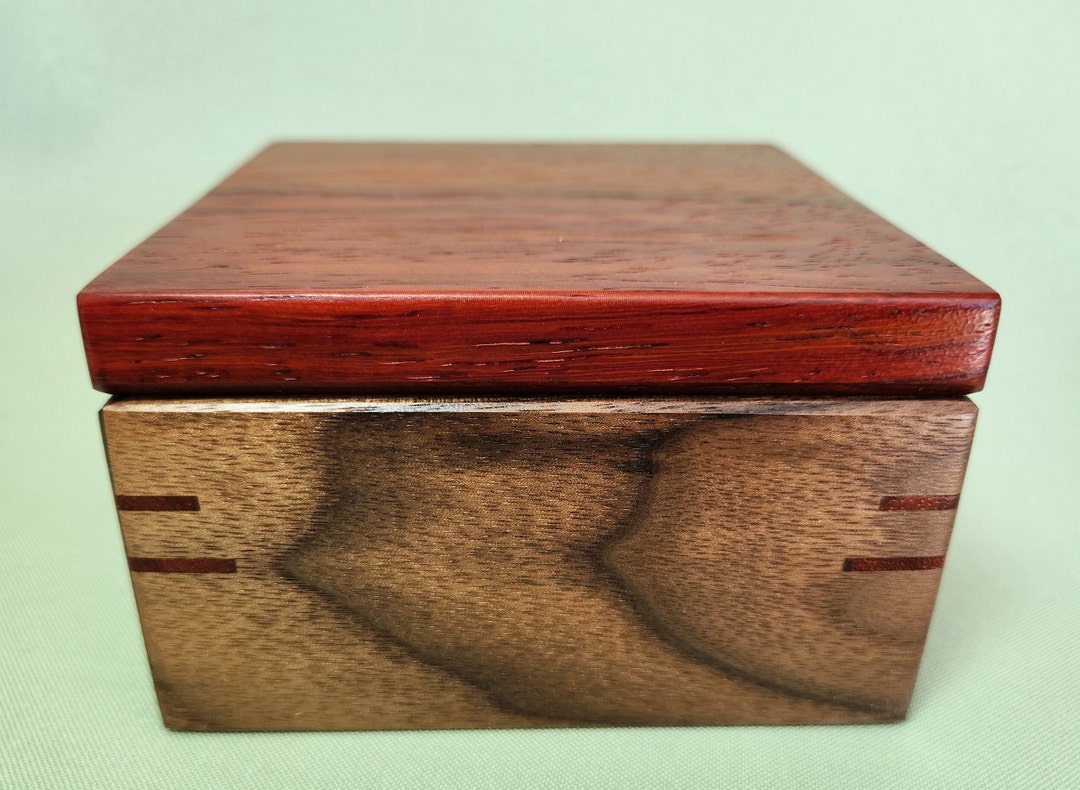 Padauk and Walnut Box With Padauk Accents and Hinged Lid - Etsy
