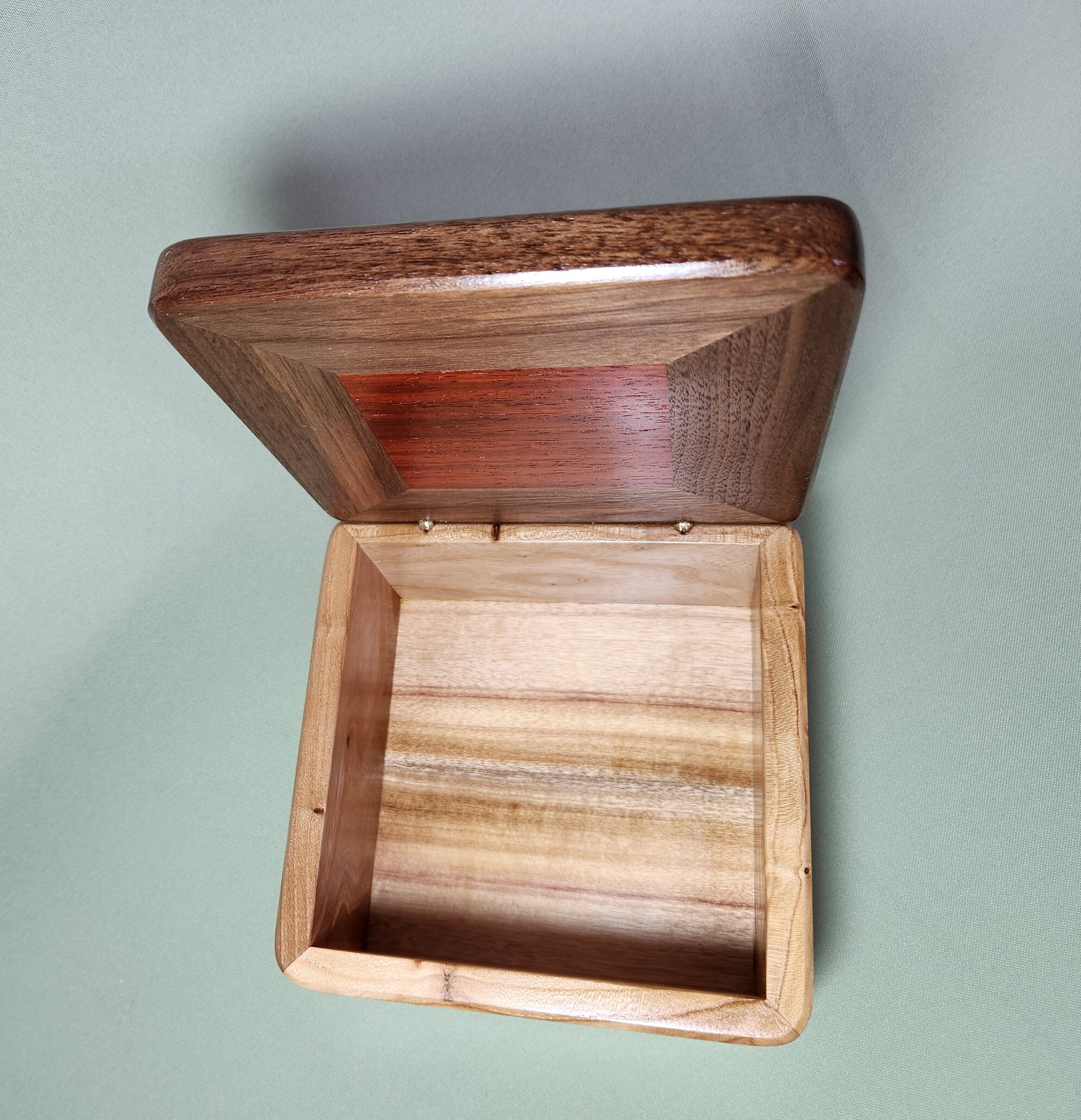 Myrtle Wood Walnut and Padauk Box With Hinged Lid - Etsy