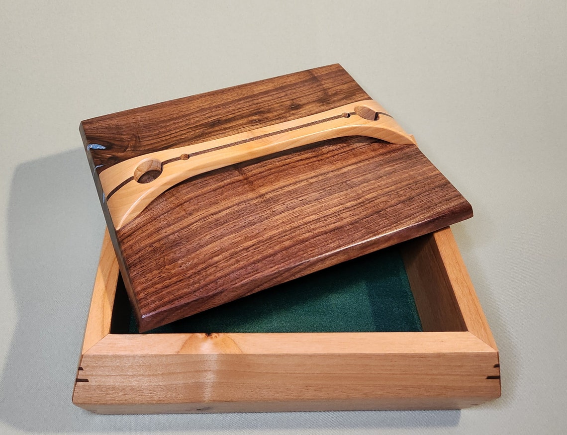 Walnut Alder With Turquoise Inlay Box - Etsy