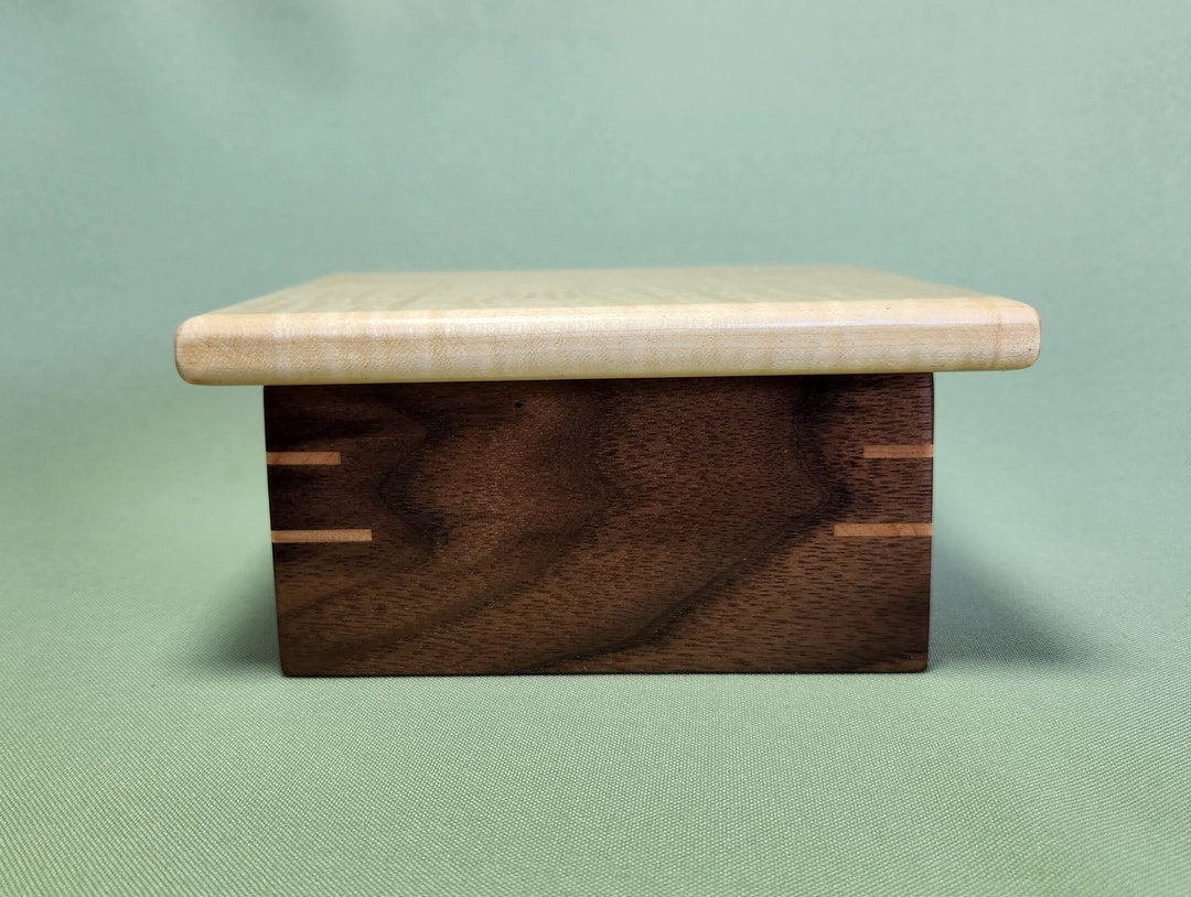 Walnut and Curley Maple Box With Maple Accents and Hinged Lid - Etsy