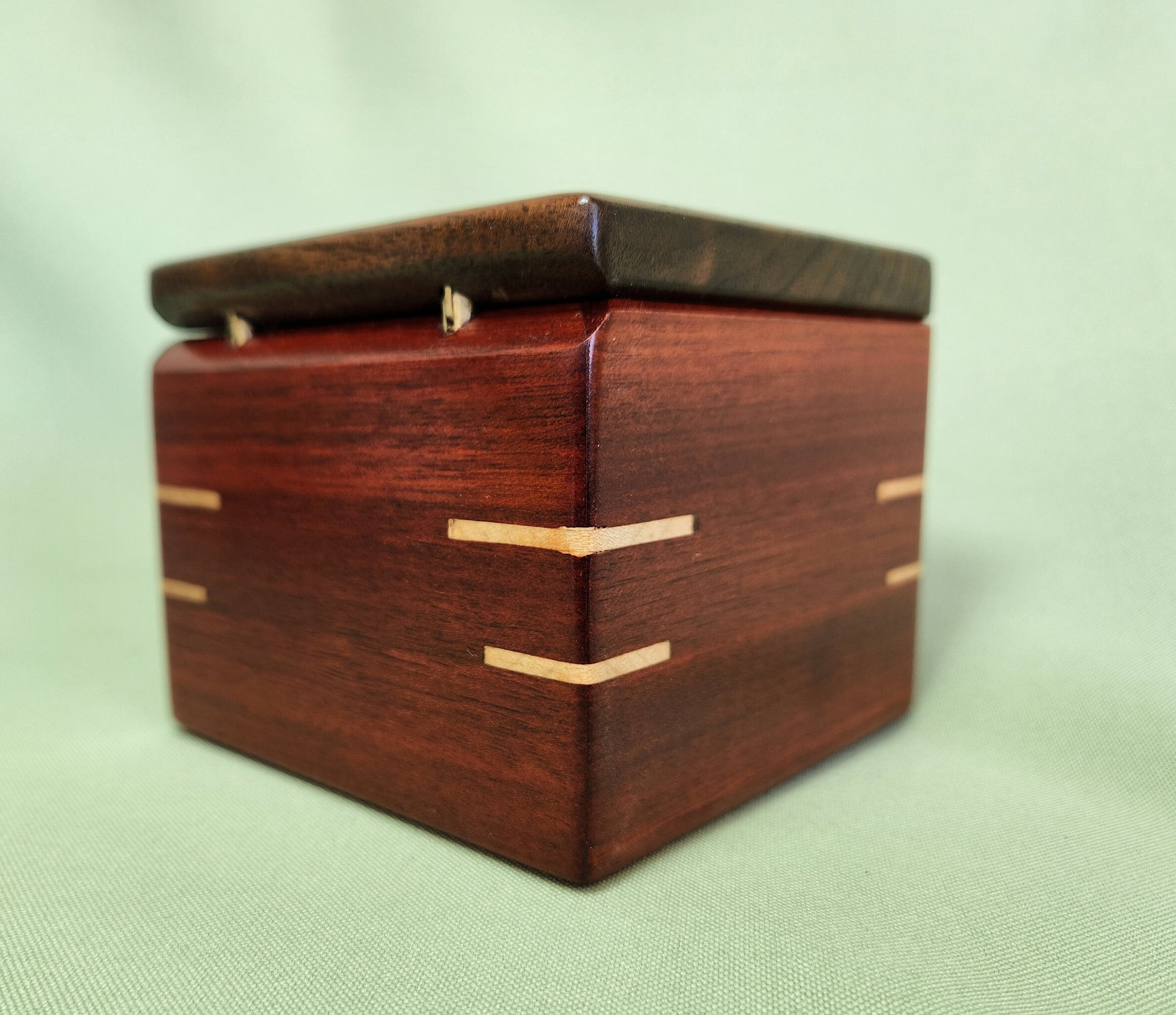 Walnut and Padauk Box With Maple Accents and Hinged Lid - Etsy
