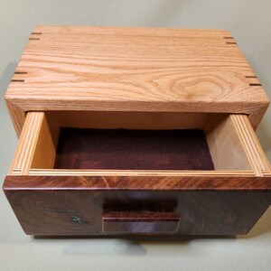 Oak and Walnut Drawer Box With Turquoise Inlay - Etsy