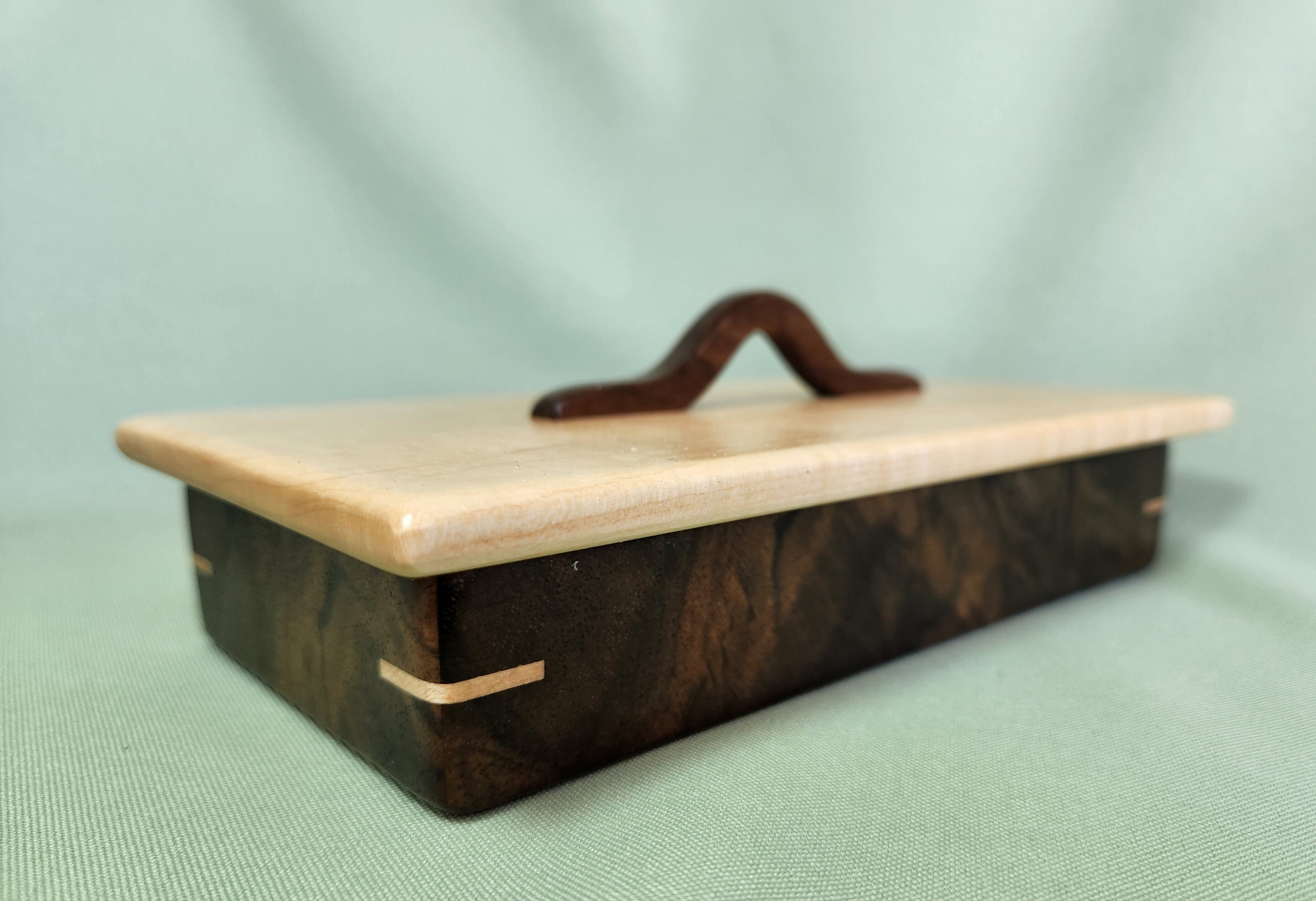 Claro Walnut and Curley Maple Box With Maple Accents and Removable Lid ...