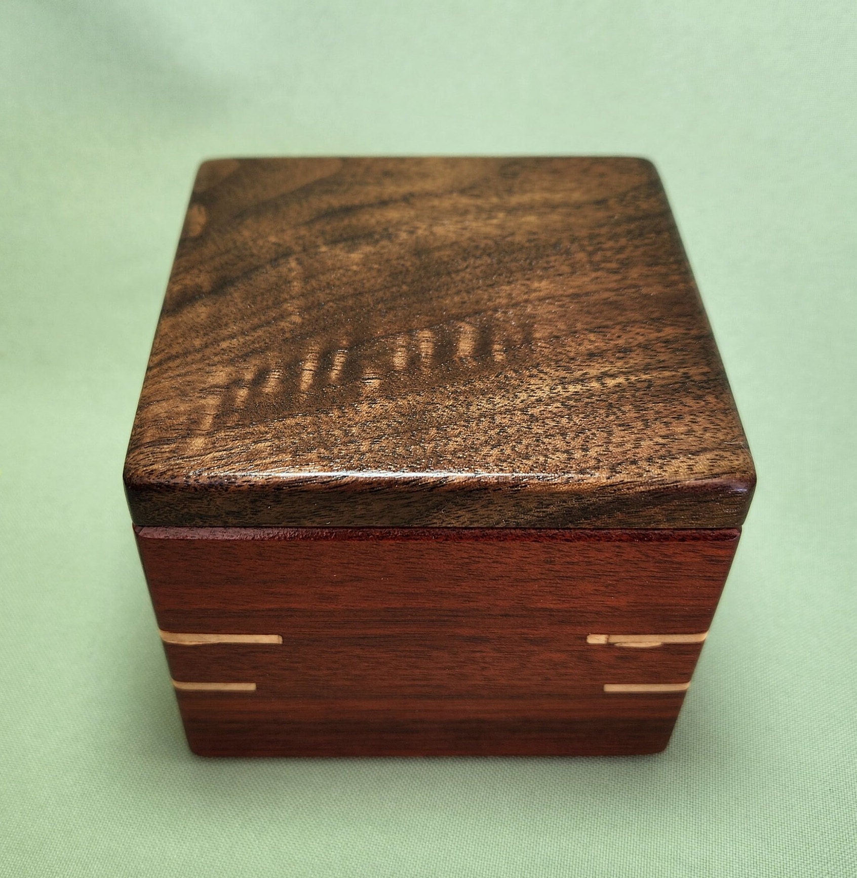 Walnut and Padauk Box With Maple Accents and Hinged Lid - Etsy
