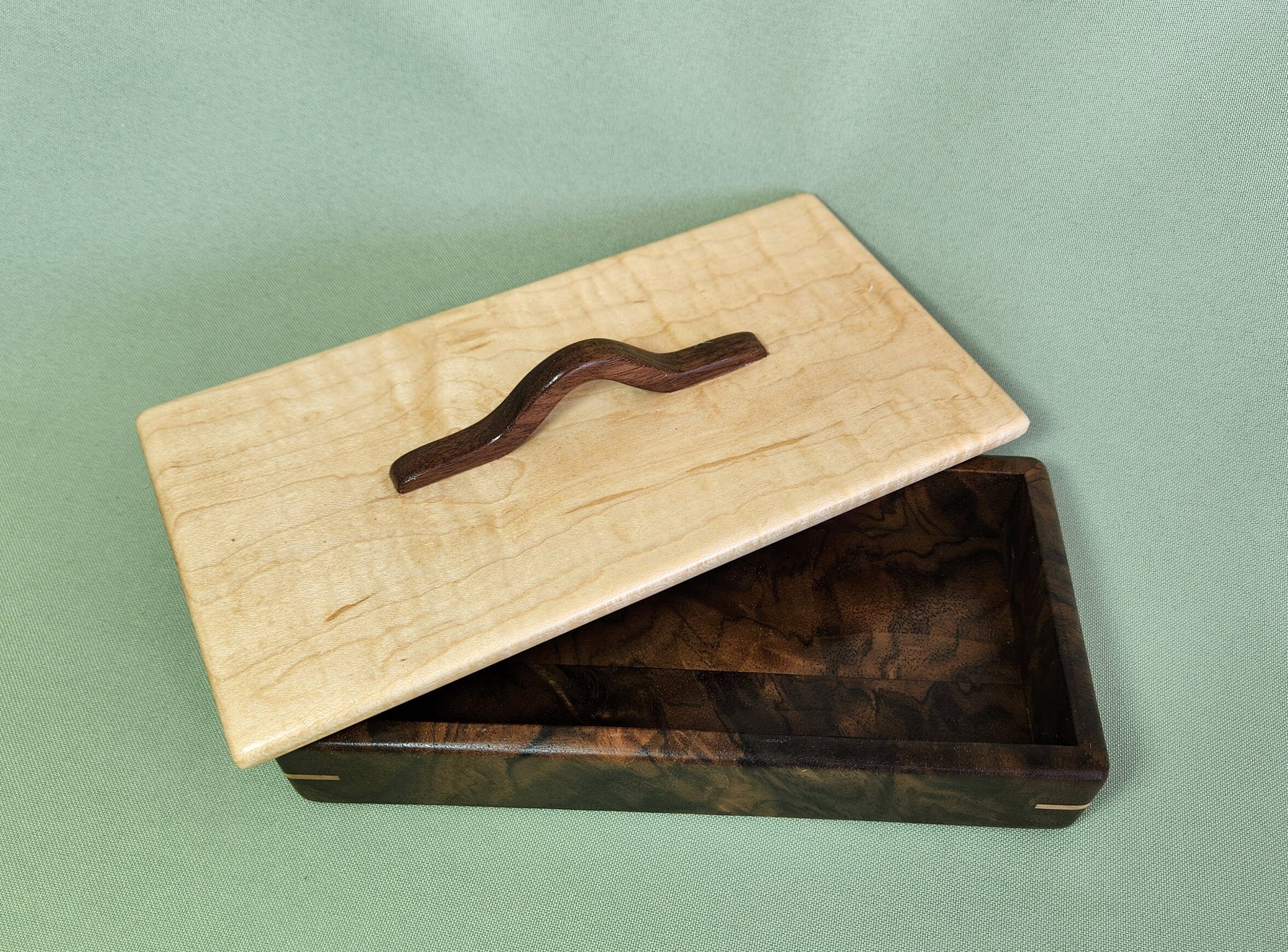 Claro Walnut and Curley Maple Box With Maple Accents and Removable Lid ...