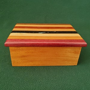 Mahogany Box With Turquoise Inlay and Assorted Striped Wood Top - Etsy
