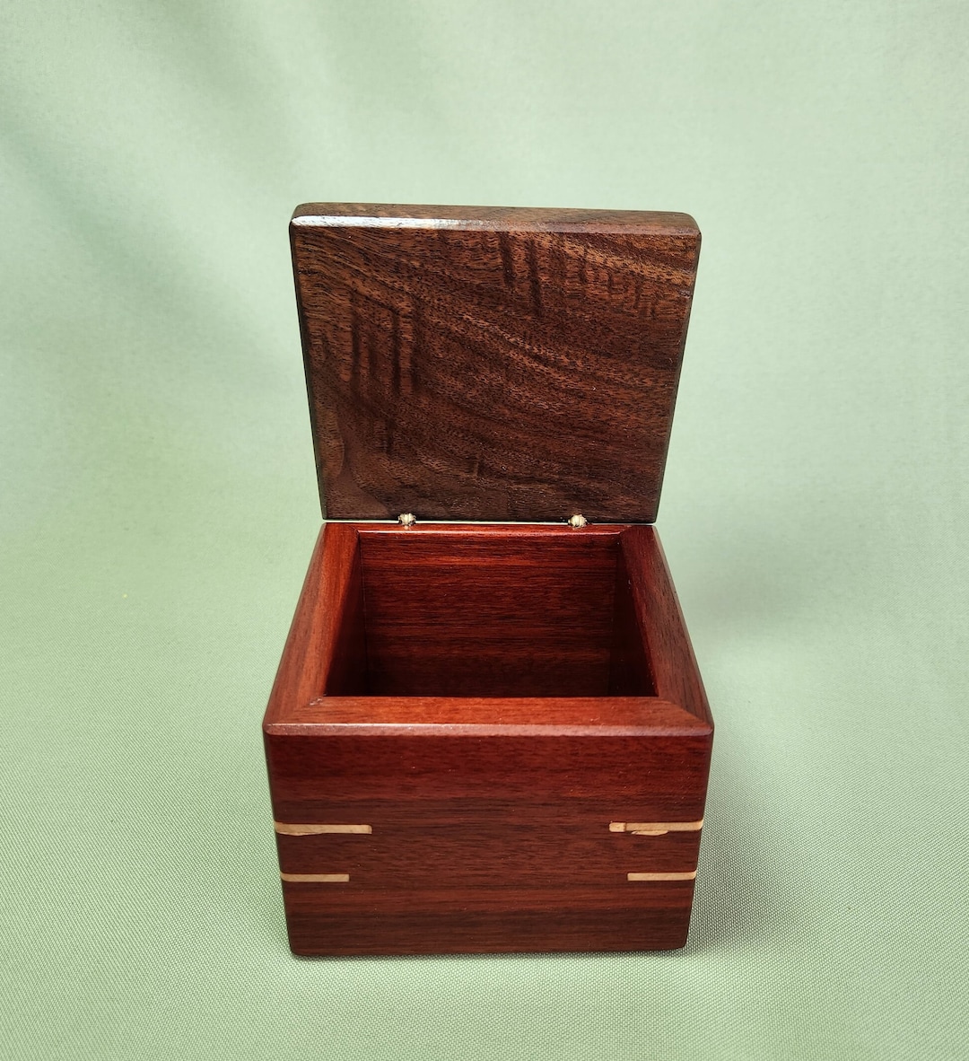Walnut and Padauk Box With Maple Accents and Hinged Lid - Etsy