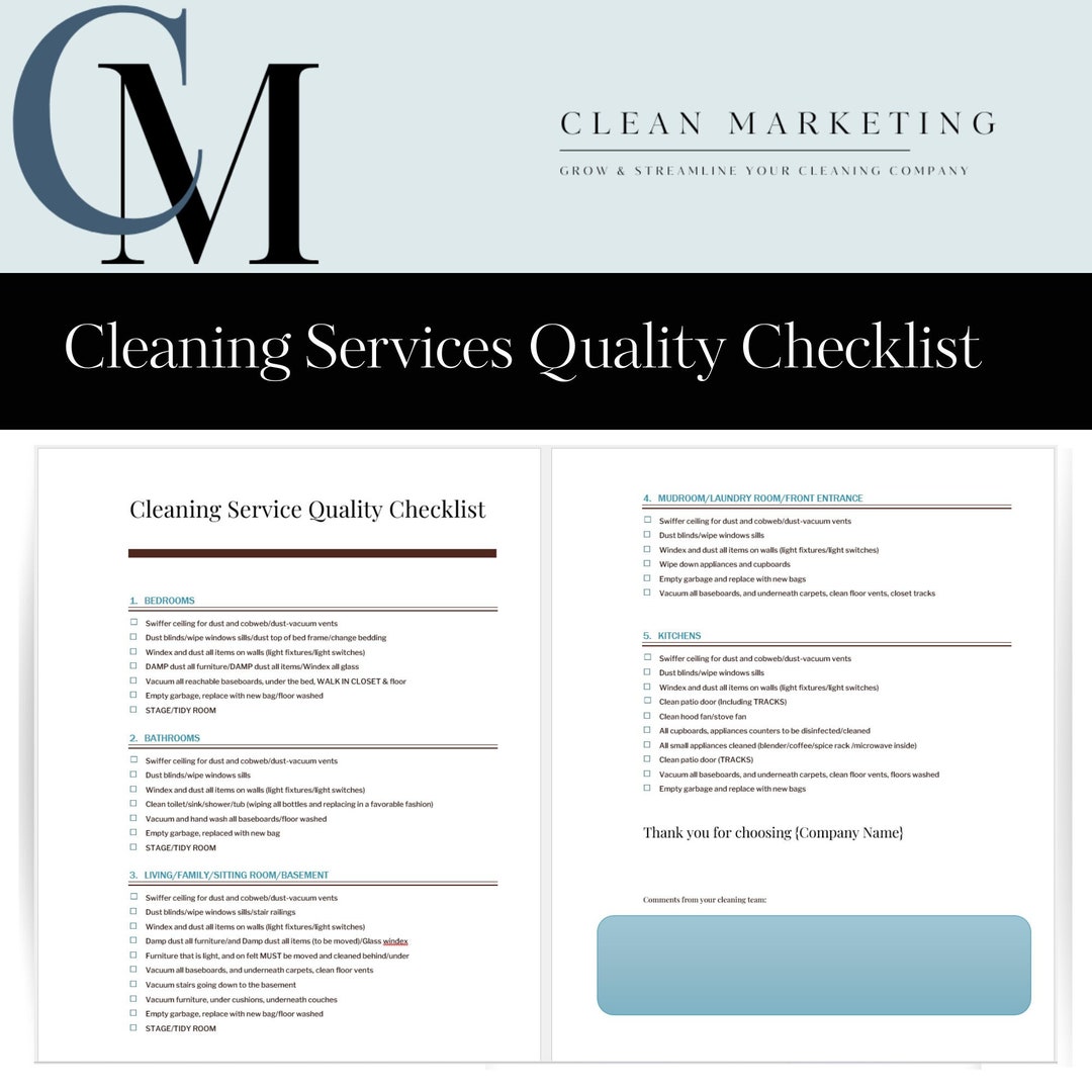 Cleaning Business Editable Checklist Printable Digital Download ...