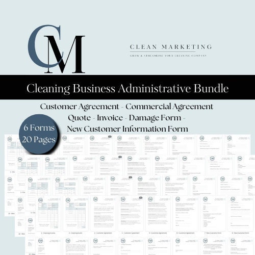 Cleaning Business Forms Bundle, Cleaning Service Agreement, Commercial ...