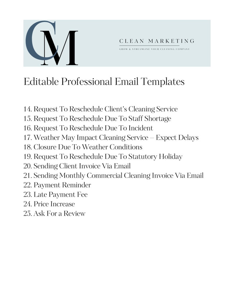 Cleaning Business Email Templates Cleaning Service Email - Etsy