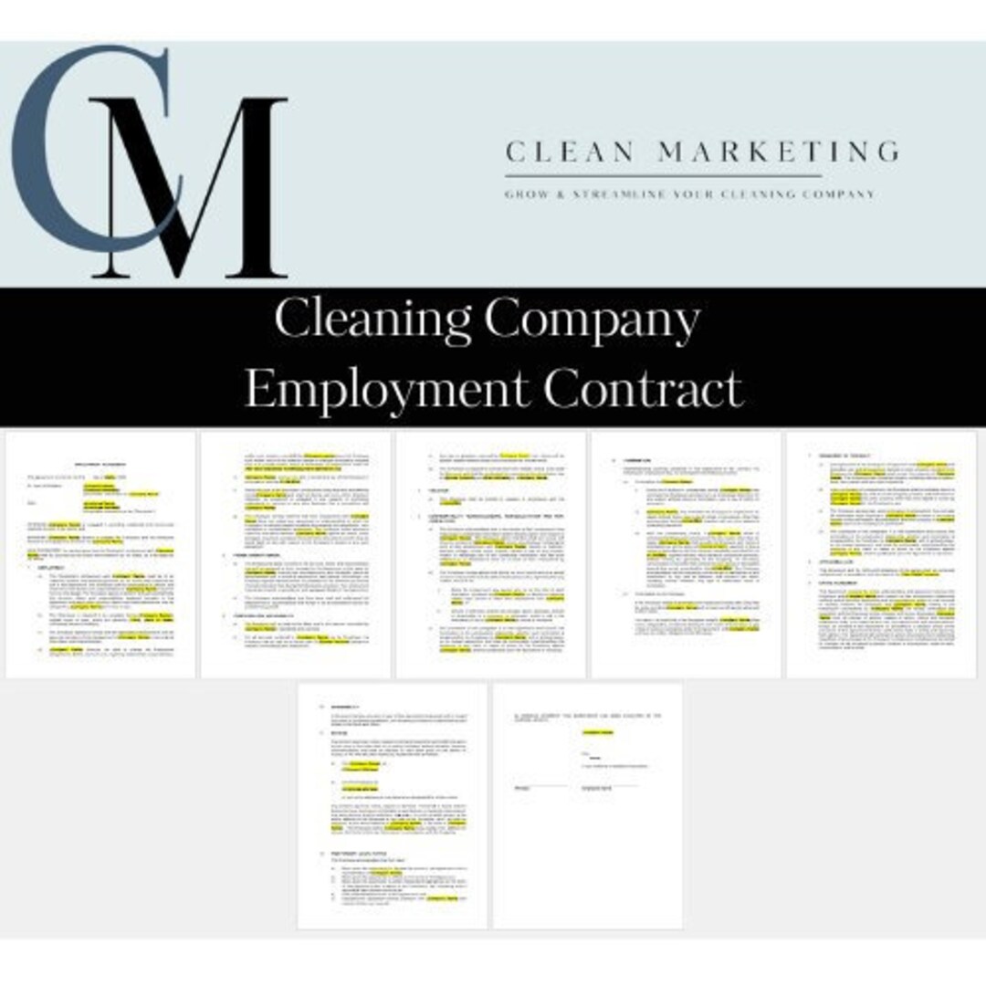 Cleaning Business Employment Contract, Professional Employment Document ...