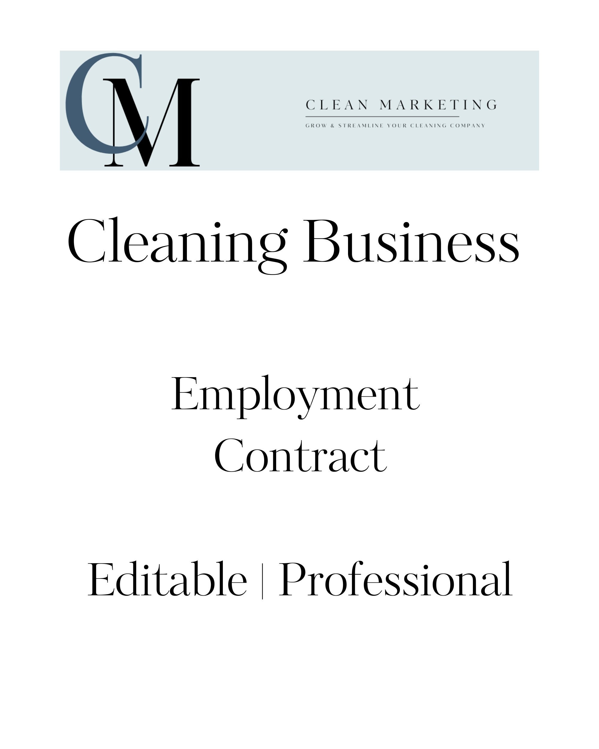Cleaning Business Employment Contract, Professional Employment Document ...