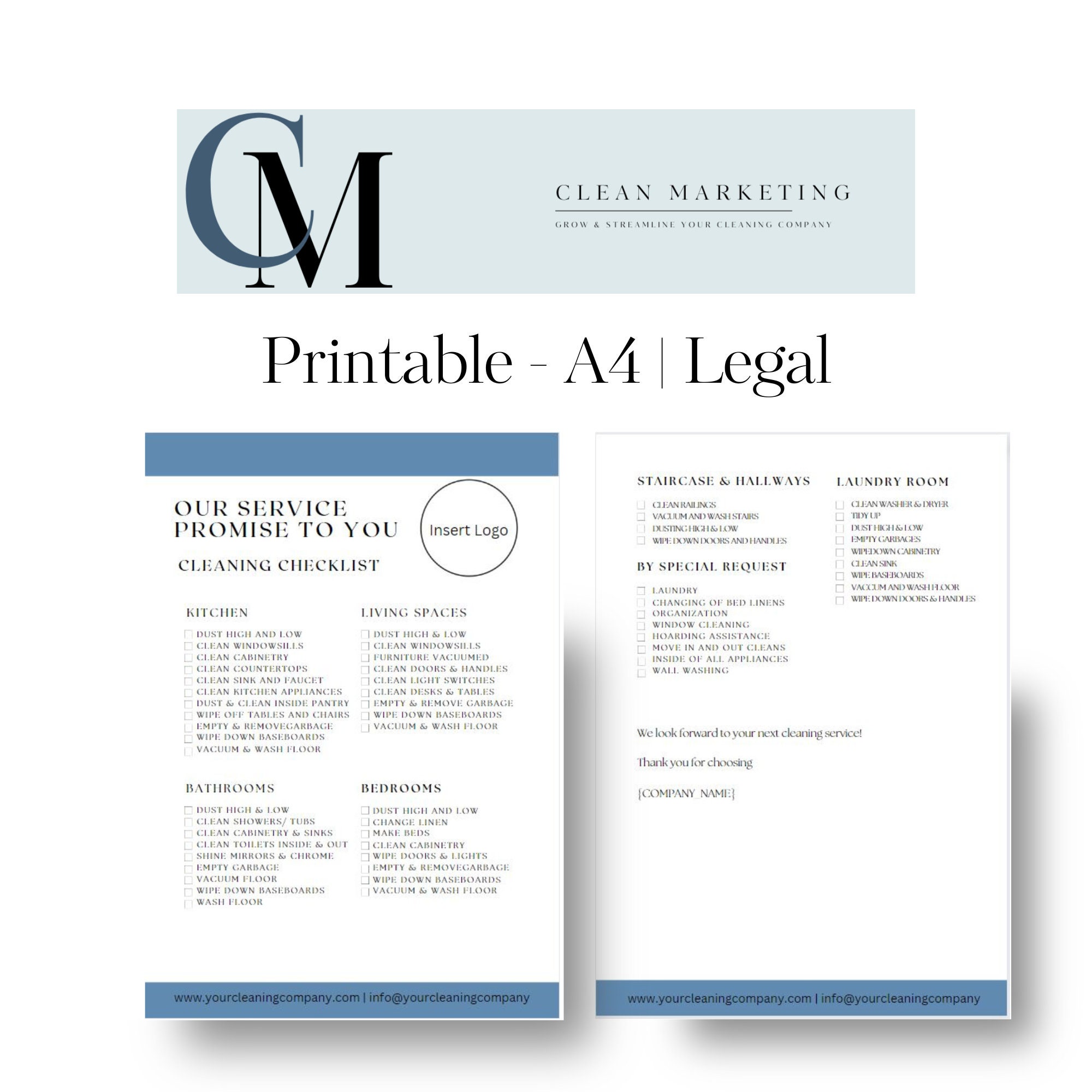 Cleaning Service Editable Checklist Printable Digital - Etsy