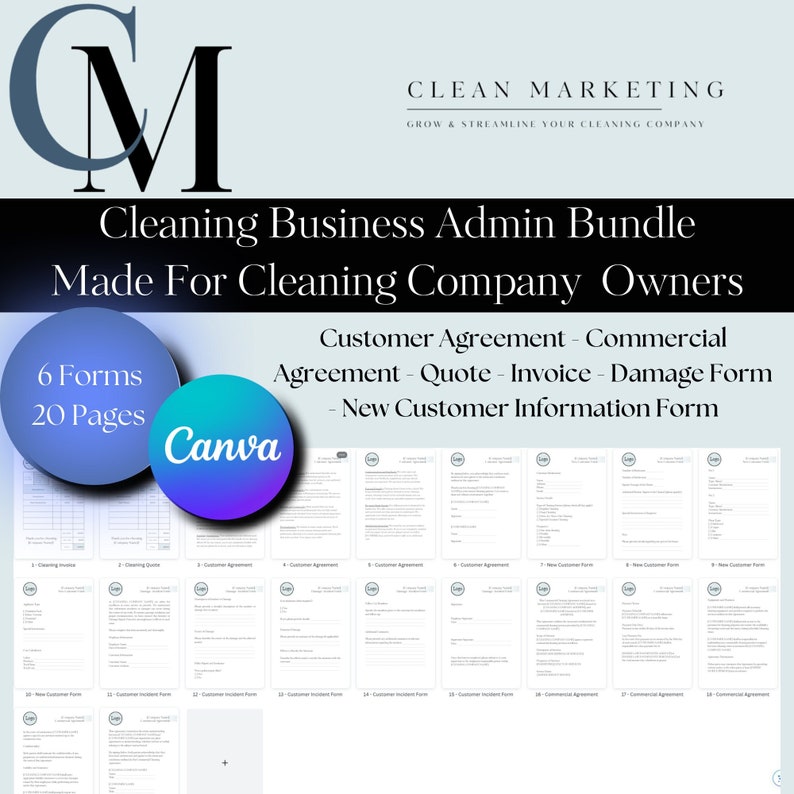 Cleaning Business Forms Bundle Cleaning Service Agreement - Etsy