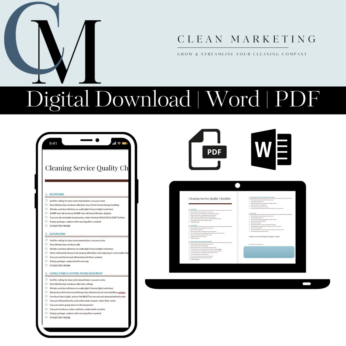 Cleaning Business Editable Checklist Printable Digital Download ...