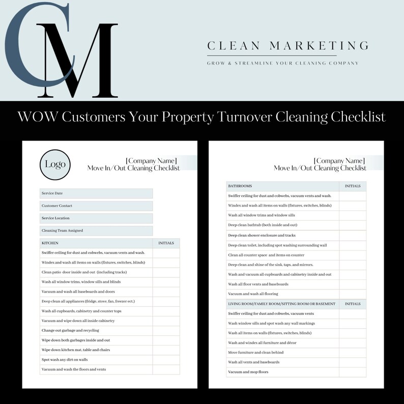 CLEANING CHECKLIST BUNDLE for Professional Cleaners, Airbnb ...