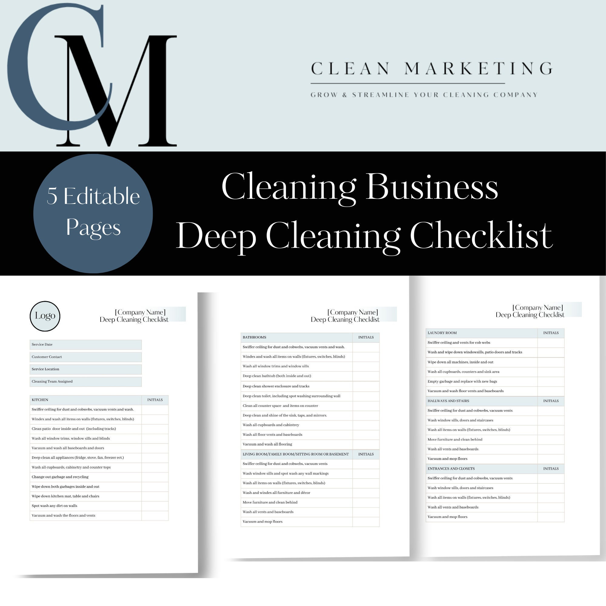 Cleaning Company Deep Cleaning Checklist Professional and Editable in ...