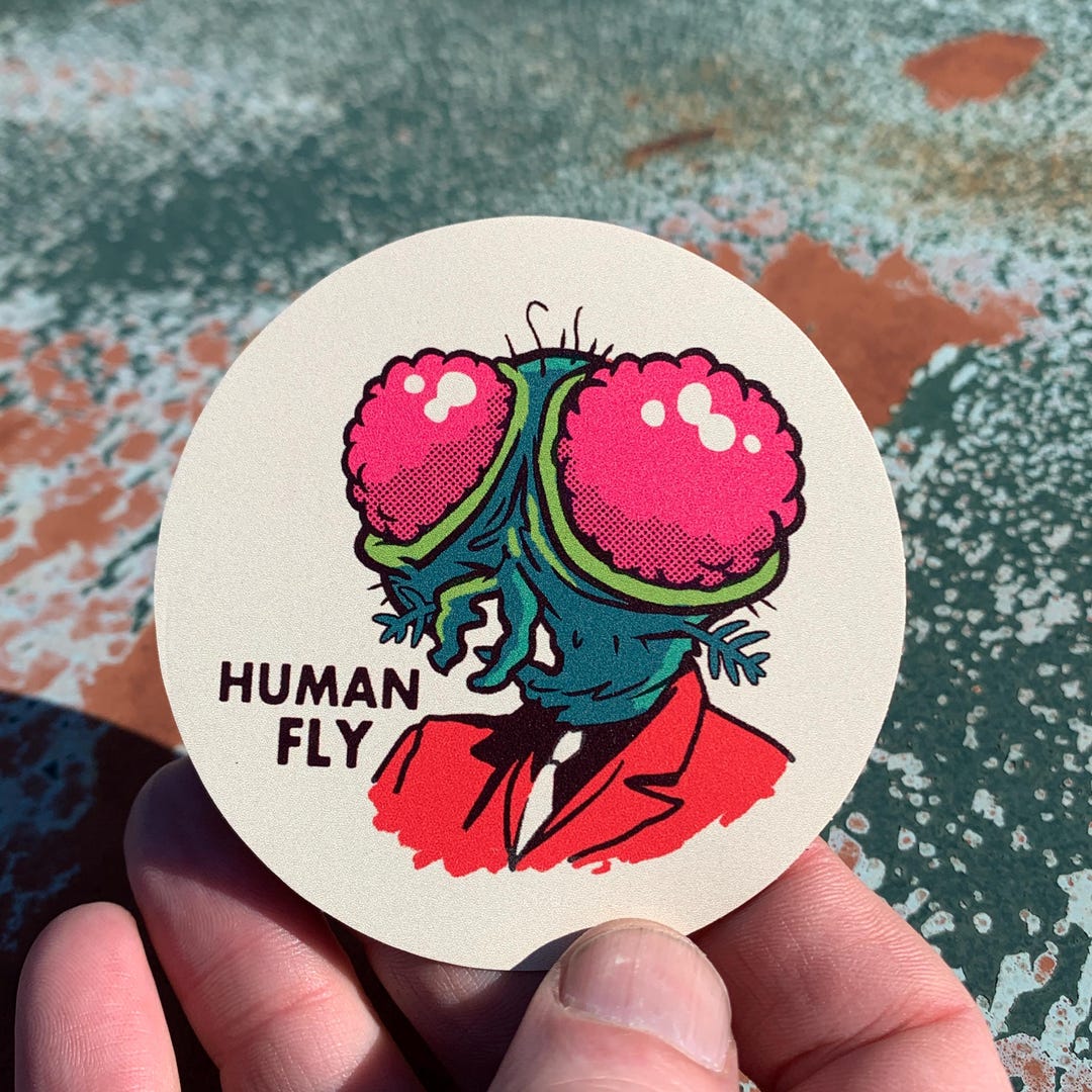 Human Fly Classic Horror Monster, Round Vinyl Sticker - Etsy