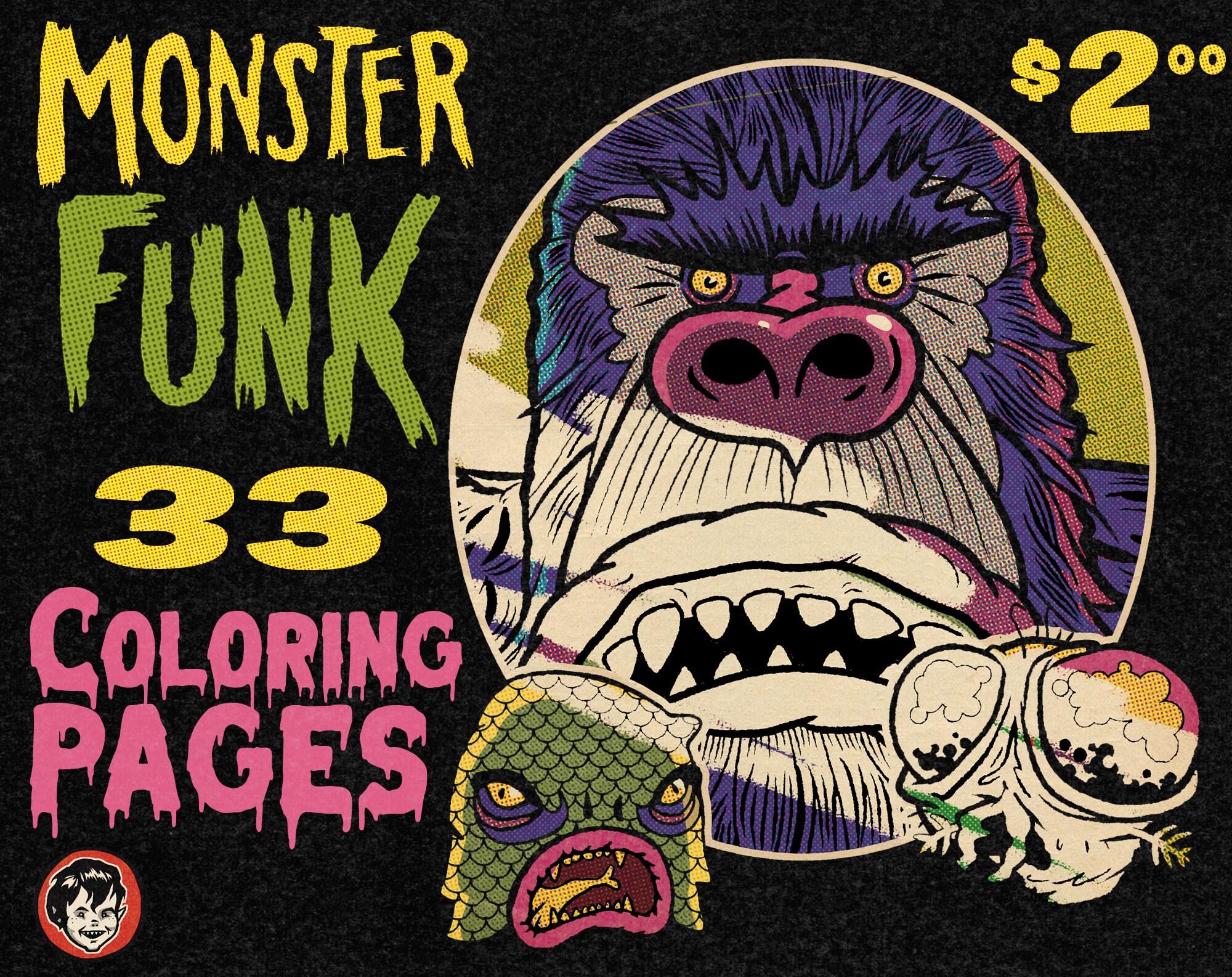 MONSTER FUNK Digital Adult Coloring Pages - Etsy