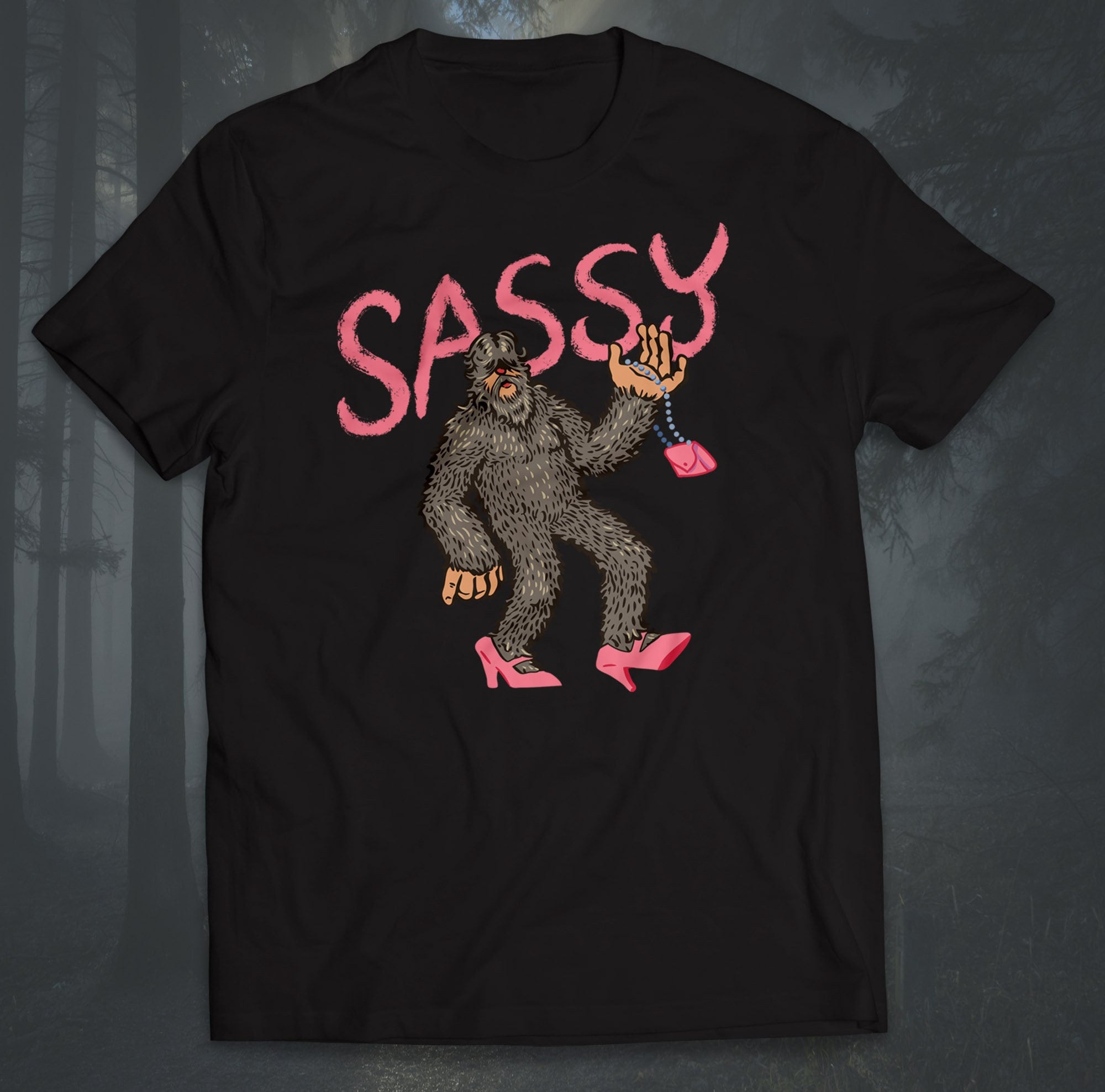 Sassy Sasquatch Bigfoot en tacones camiseta - Etsy España
