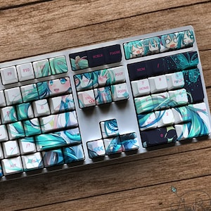 Hatsune Miku Theme Keycap Set Gaming Series Pbt Keycaps 108 Keys Set ...