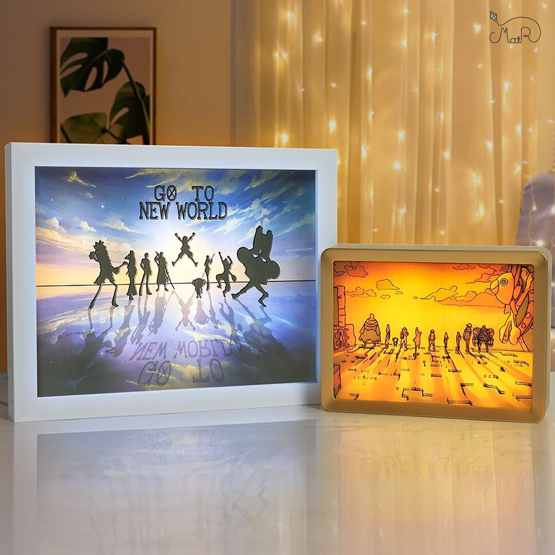 Light Painting 3D Shadow Box Anime Handmade, Anime Picture Light Art ...