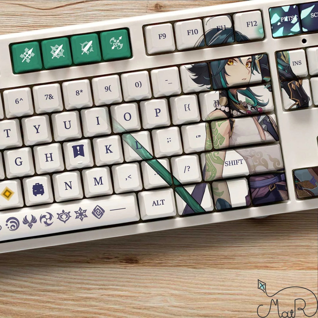 Xiao Theme Keycap Set Genshin Impact Series Pbt Keycaps 108 Keys Set ...